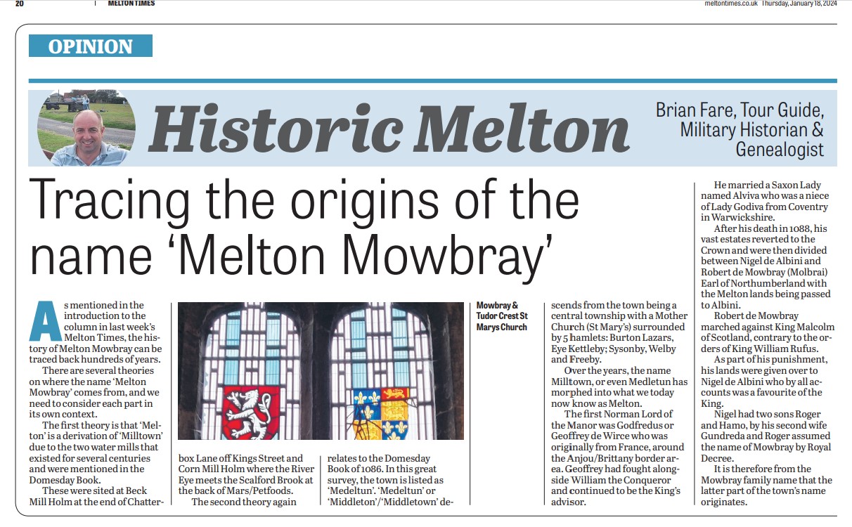 51 – The Origins of the name ‘Melton Mowbray’. - HistoryFare