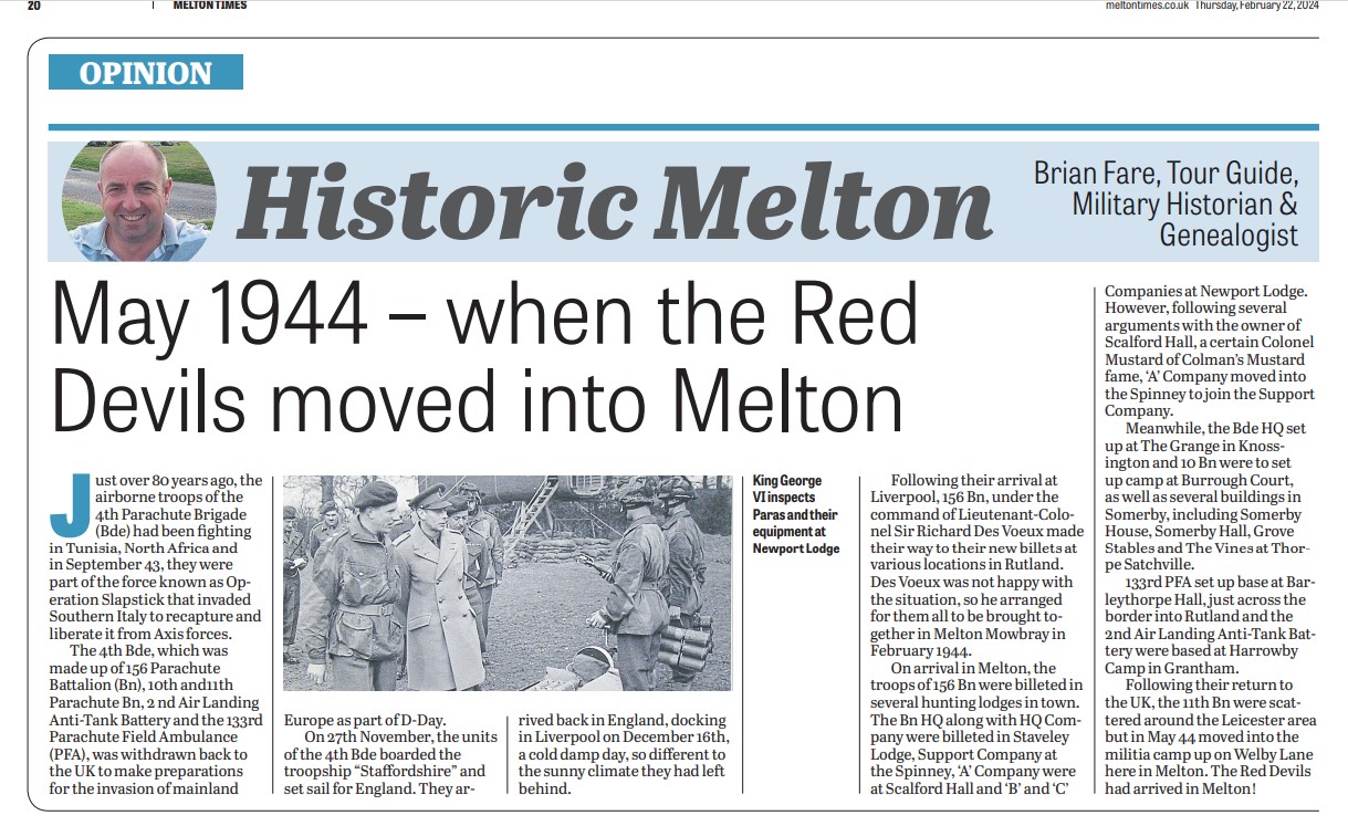 52 – The Paras arrive in Melton Mowbray - HistoryFare